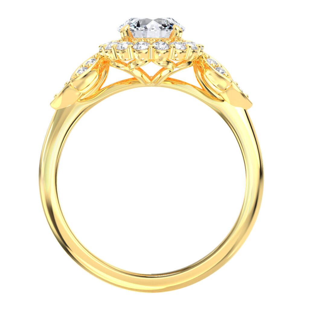Emilia Playful Moissanite Engagement Ring with Leaf Accent - Astiri