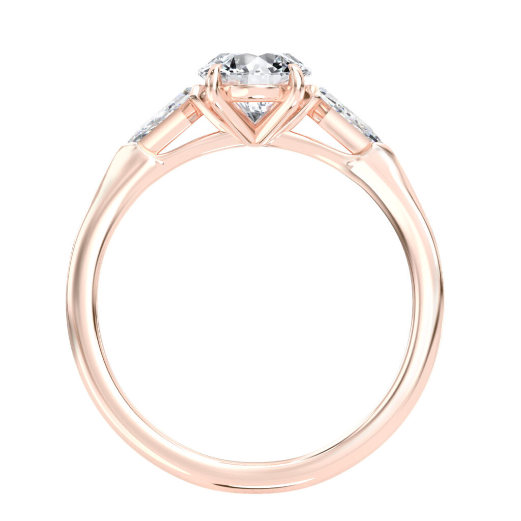 Finlee Moissanite Ring: Art-Deco 3-Stone with Geometric Kite - Astiri