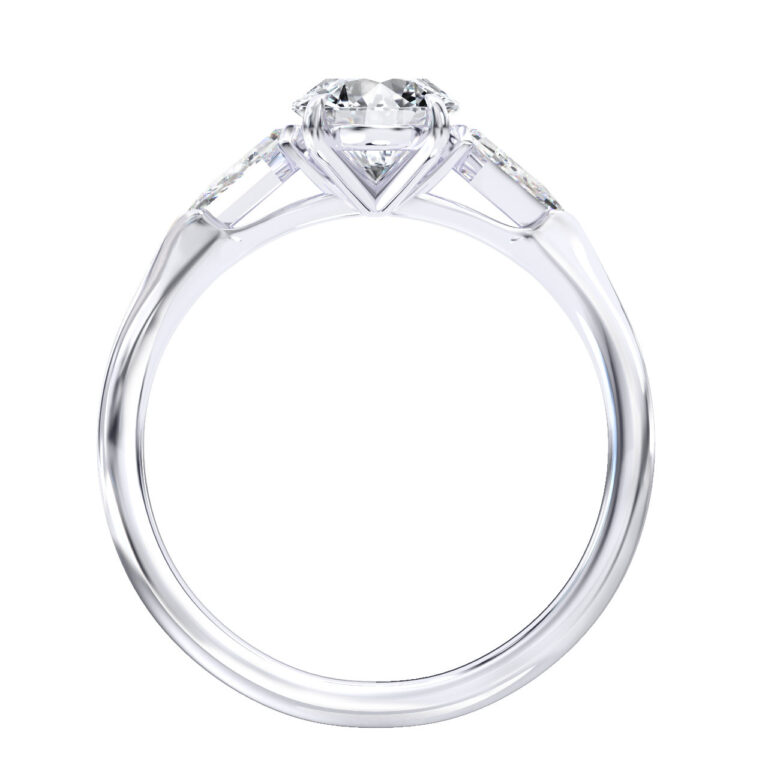 Finlee Moissanite Ring: Art-Deco 3-Stone with Geometric Kite - Astiri