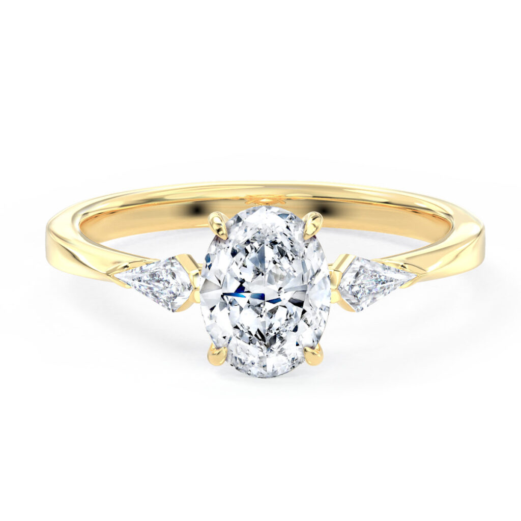 Finlee Moissanite Ring: Art-Deco 3-Stone with Geometric Kite - Astiri